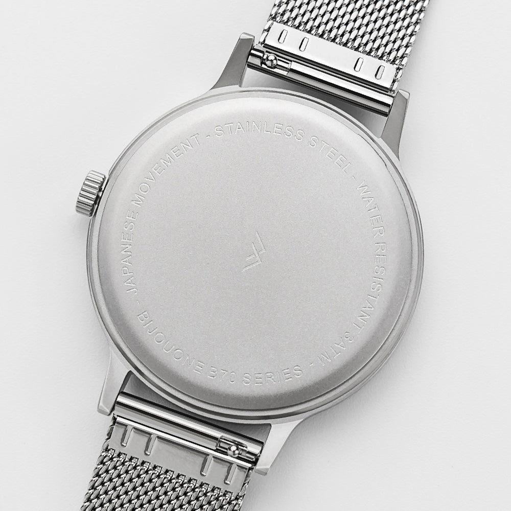 B70 Watch, Silver Case, Beige Dial, Calendar, Luminous, Stainless Stee - BIJOUONE