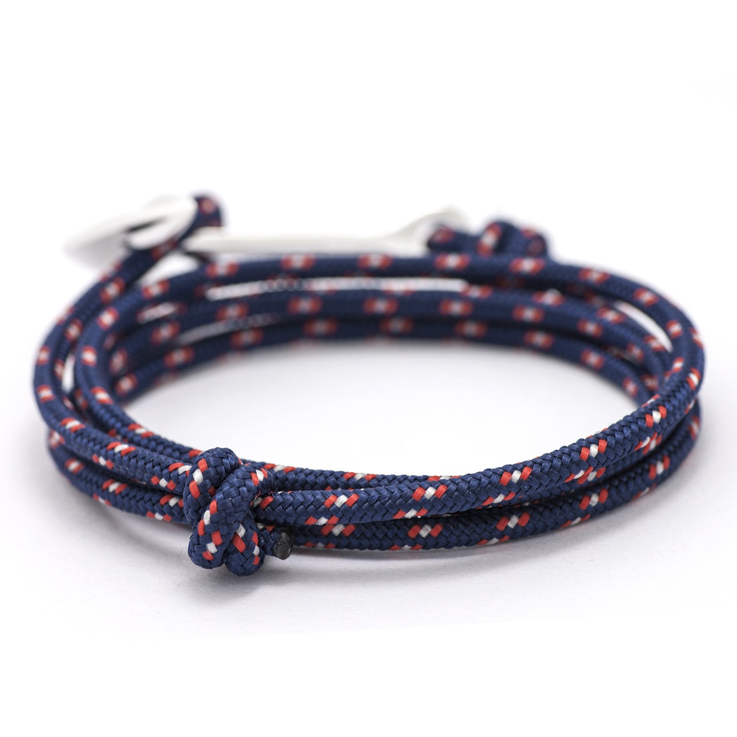 Silver Anchor Navy Rope Warp Bracelet | Miansai Style - BIJOUONE
